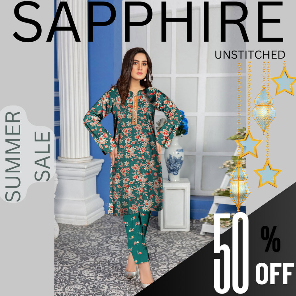 2 Pieces Unstitched Digital Print Suit LD 804 – SAPPHIRE OFFICIAL